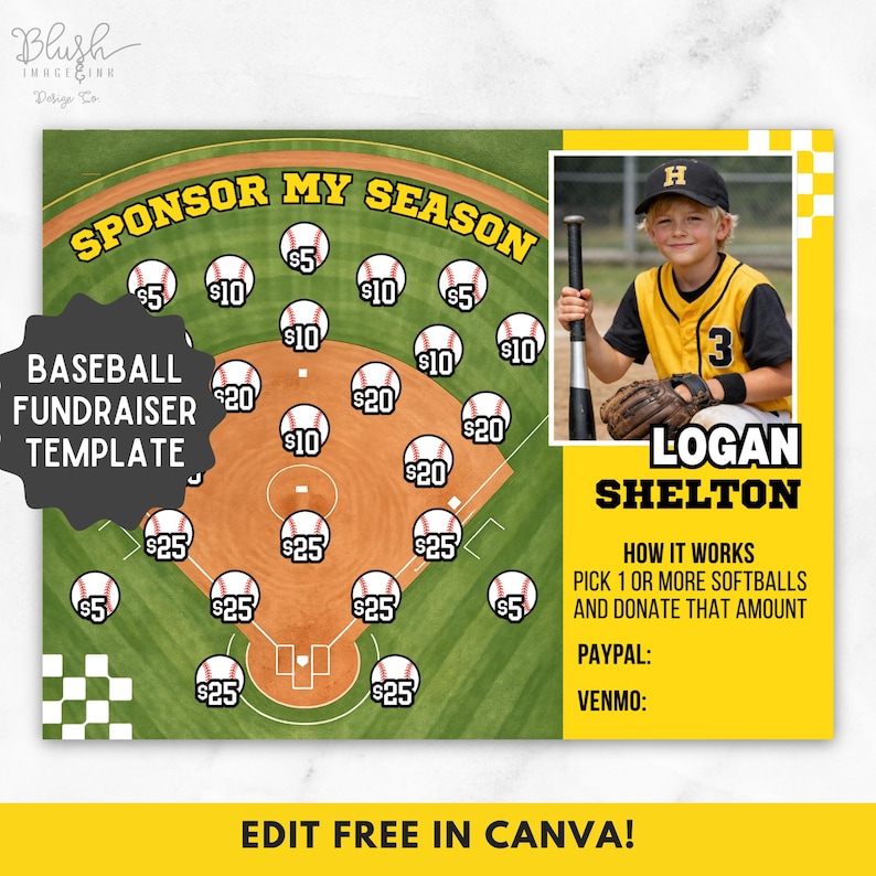 Baseball Fundraiser Editable 2026 Canva Editable Template, Canva Pick ...
