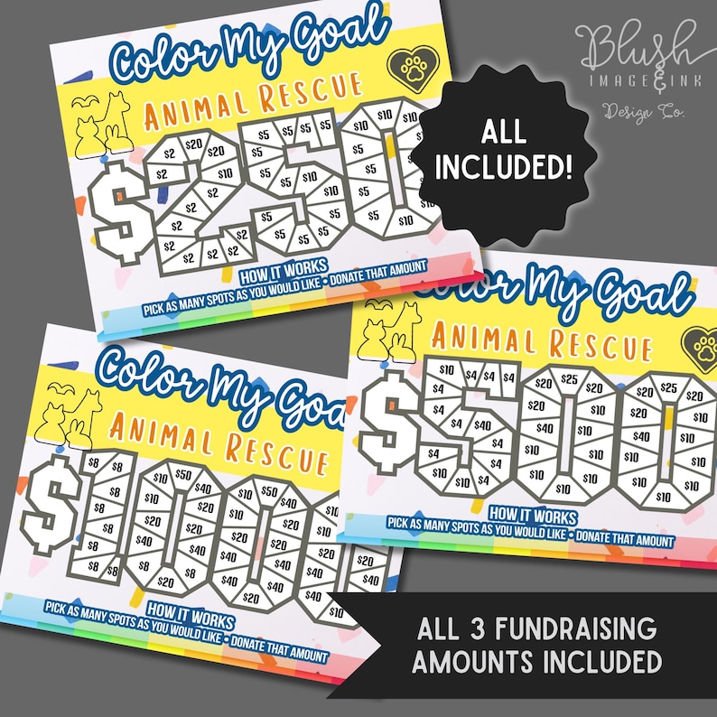 Animal Rescue Donation Chart Shelter Fundraiser Printable Pet ...