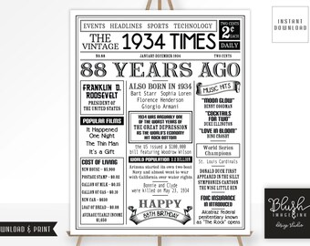 1934 Birthday Poster | Etsy