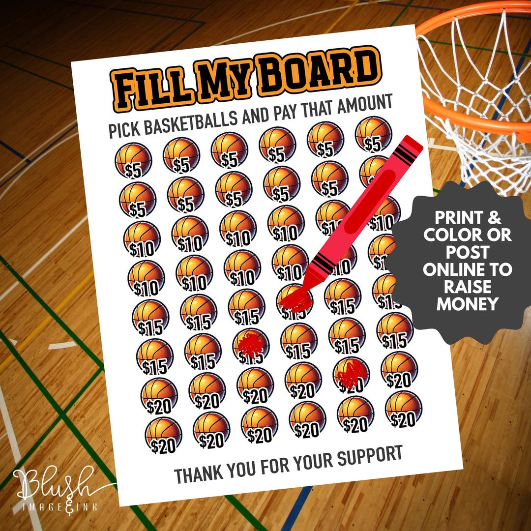 Printable Basketball Team Fundraiser Sheet Donation Tracker for Youth ...