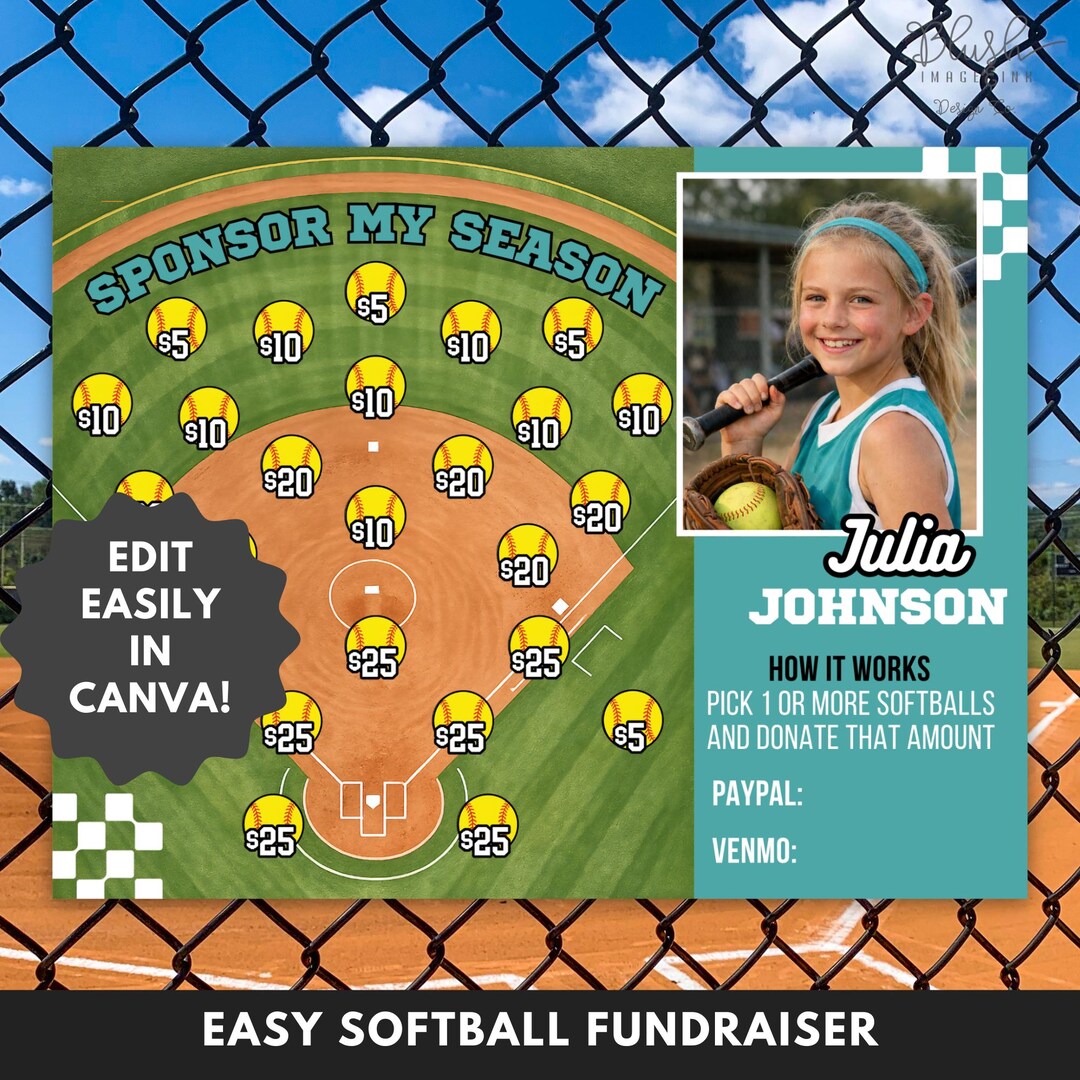 Editable Softball Fundraiser Flyer Team Donation Template Sponsor Youth ...