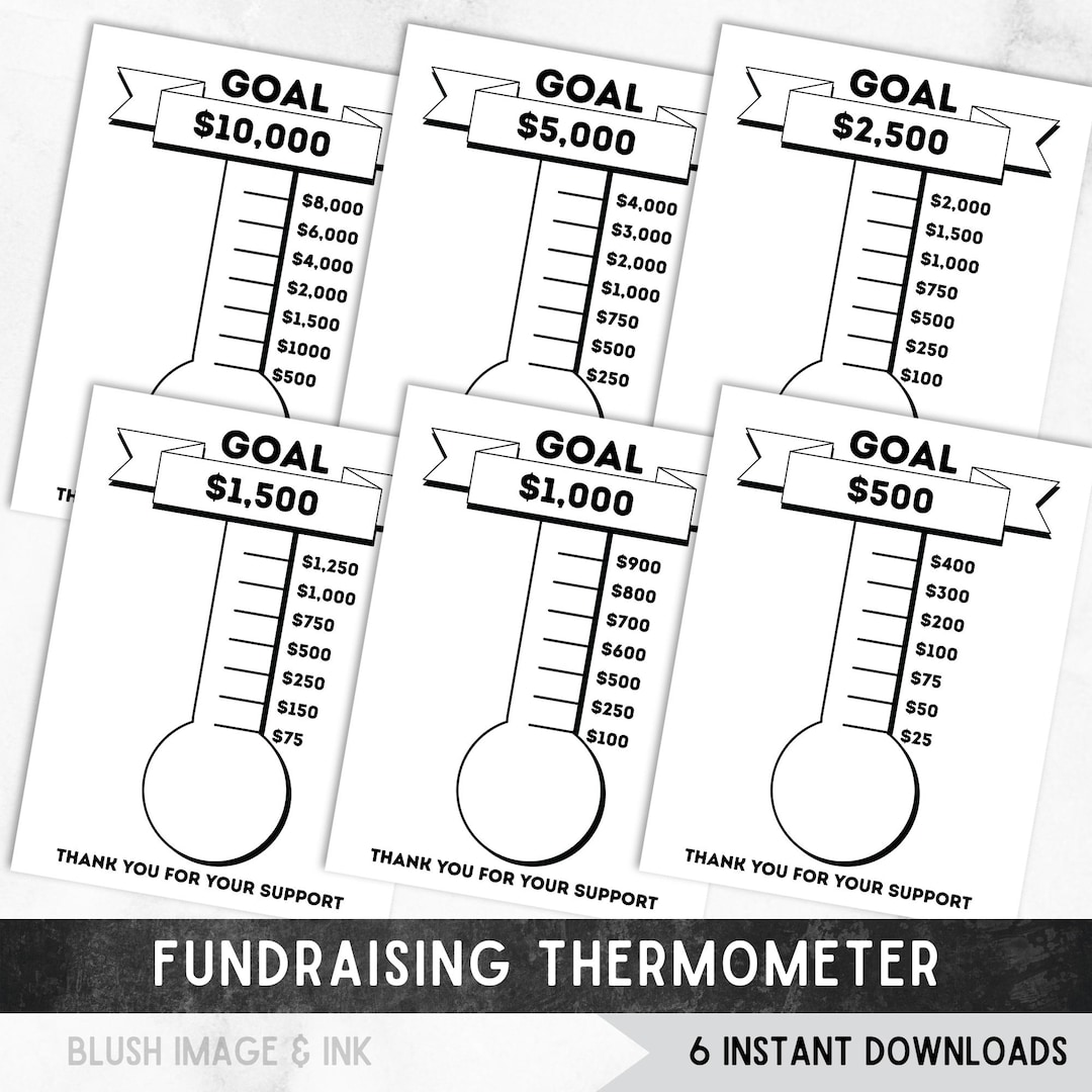 Printable Fundraising Thermometer Goal Tracker Template Donation ...