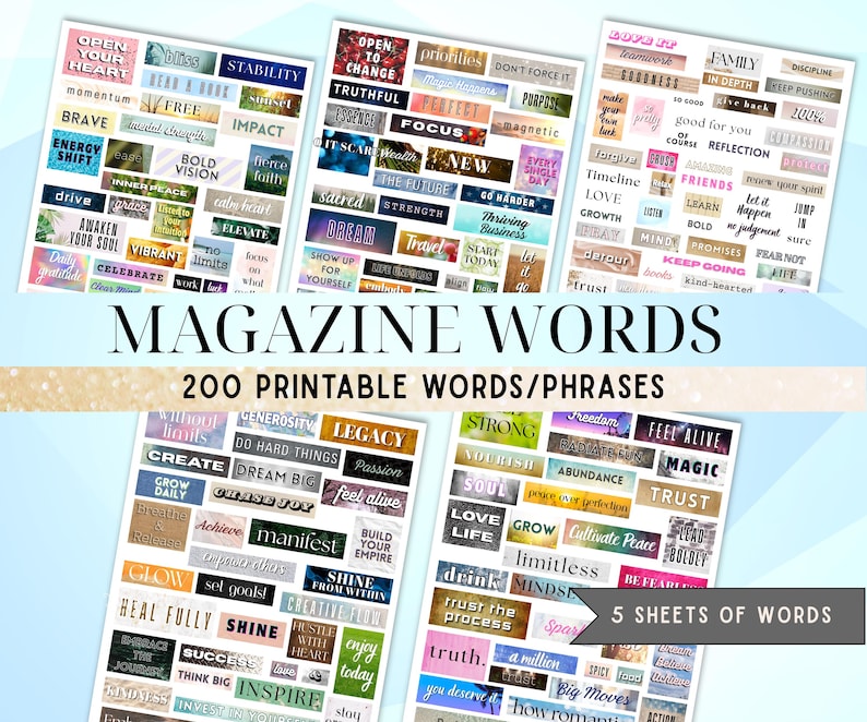2026 Vision Board Kit Printable 200+ Magazine Cut-out Words for ...
