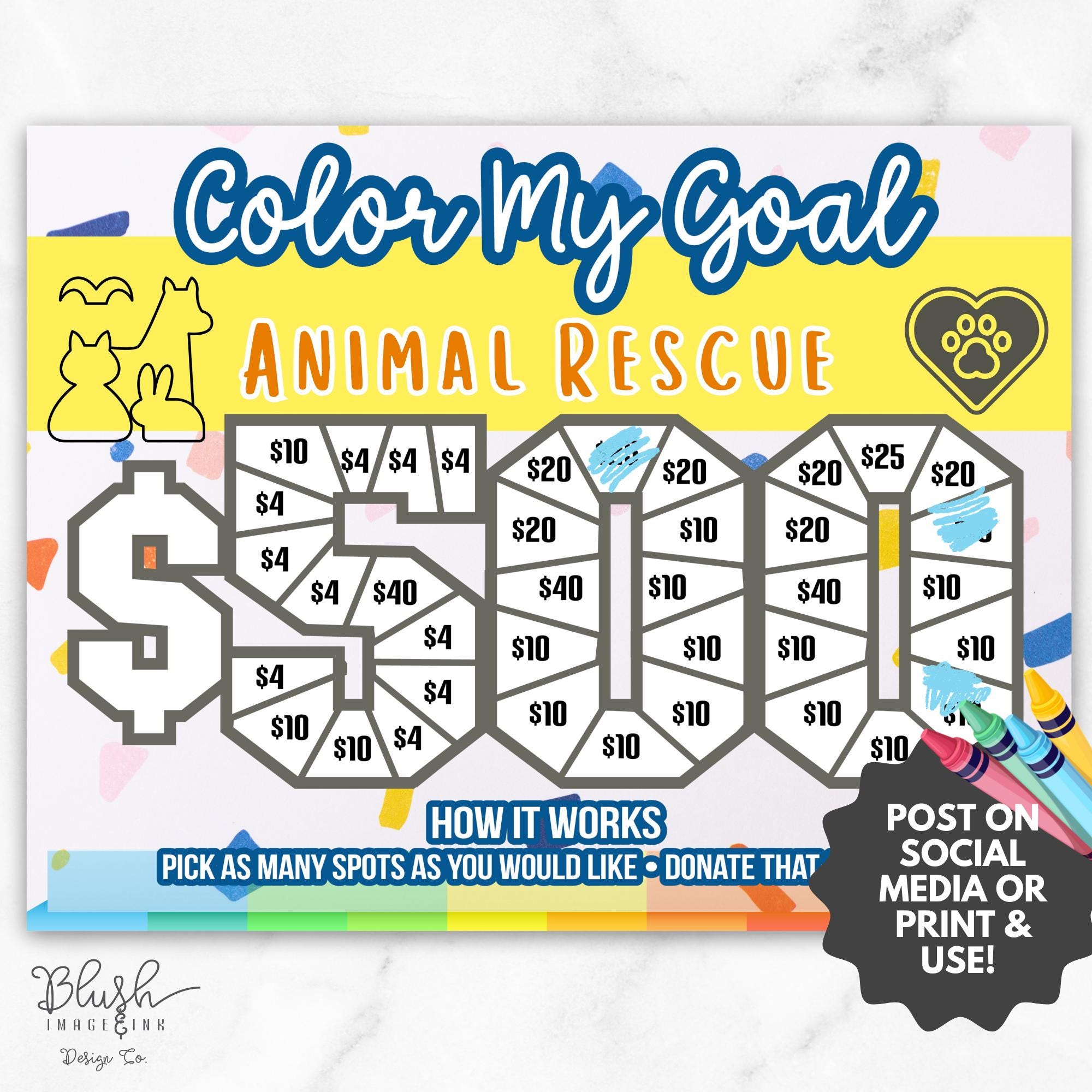 Animal Rescue Donation Chart Shelter Fundraiser Printable Pet ...