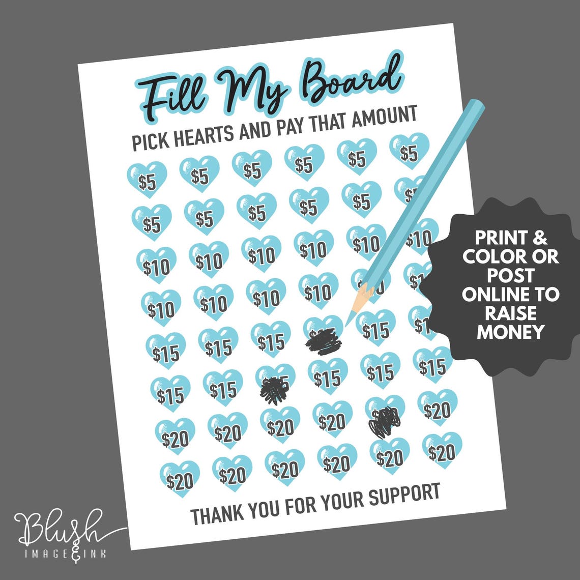 Printable Fundraising Idea Fill My Fundraiser Fill My Board Fundraiser ...
