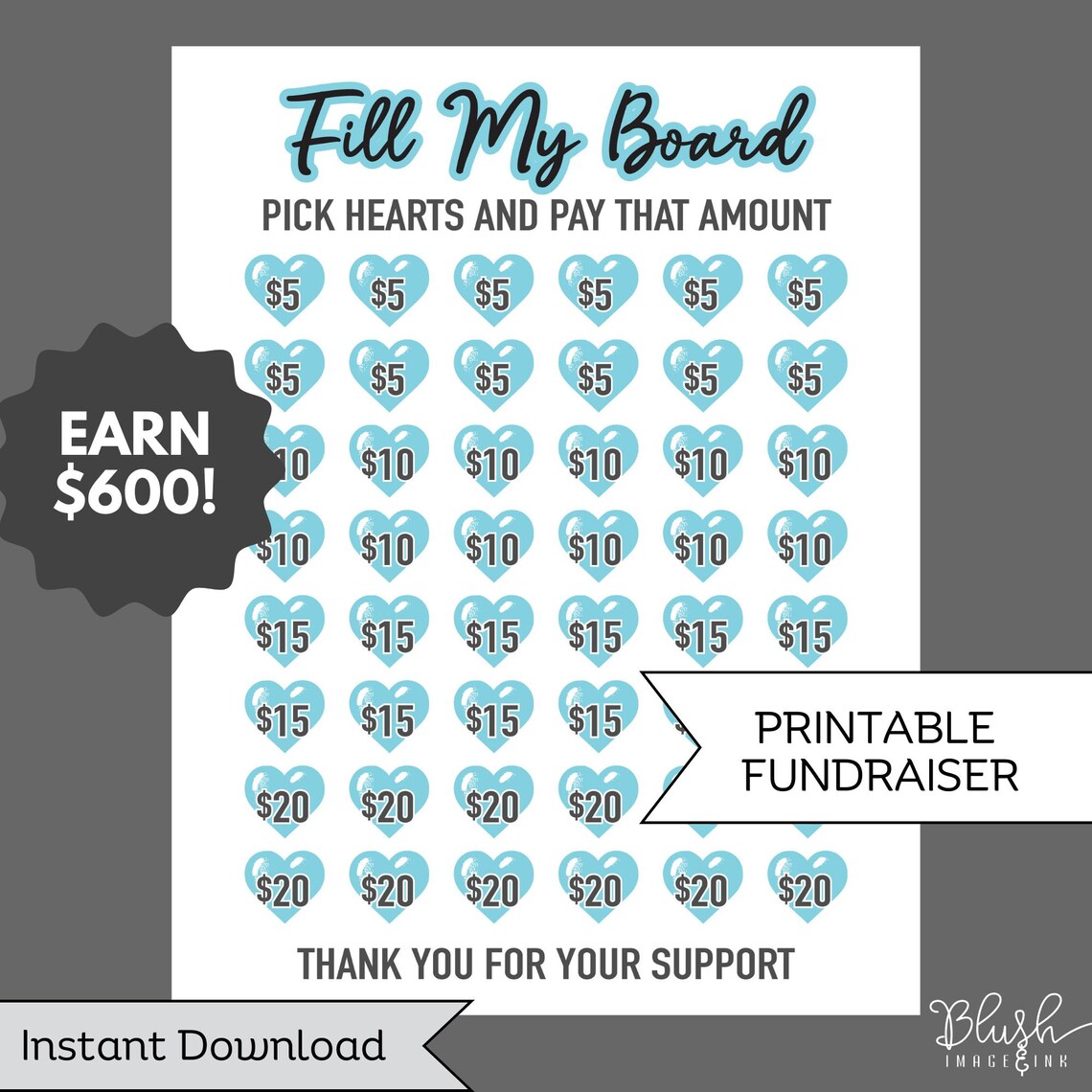 Printable Fundraising Idea Fill My Fundraiser Fill My Board Fundraiser ...