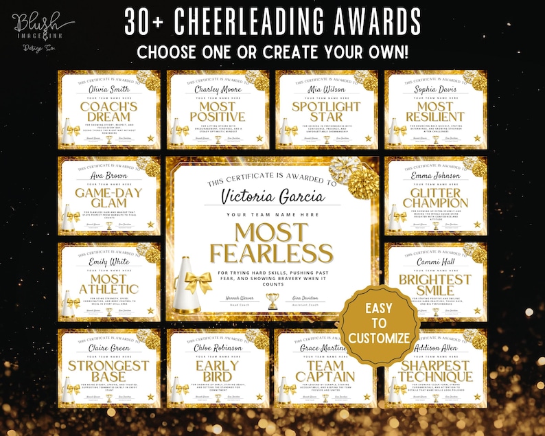 Personalized Cheer Awards Cheerleading Certificate Template Editable ...