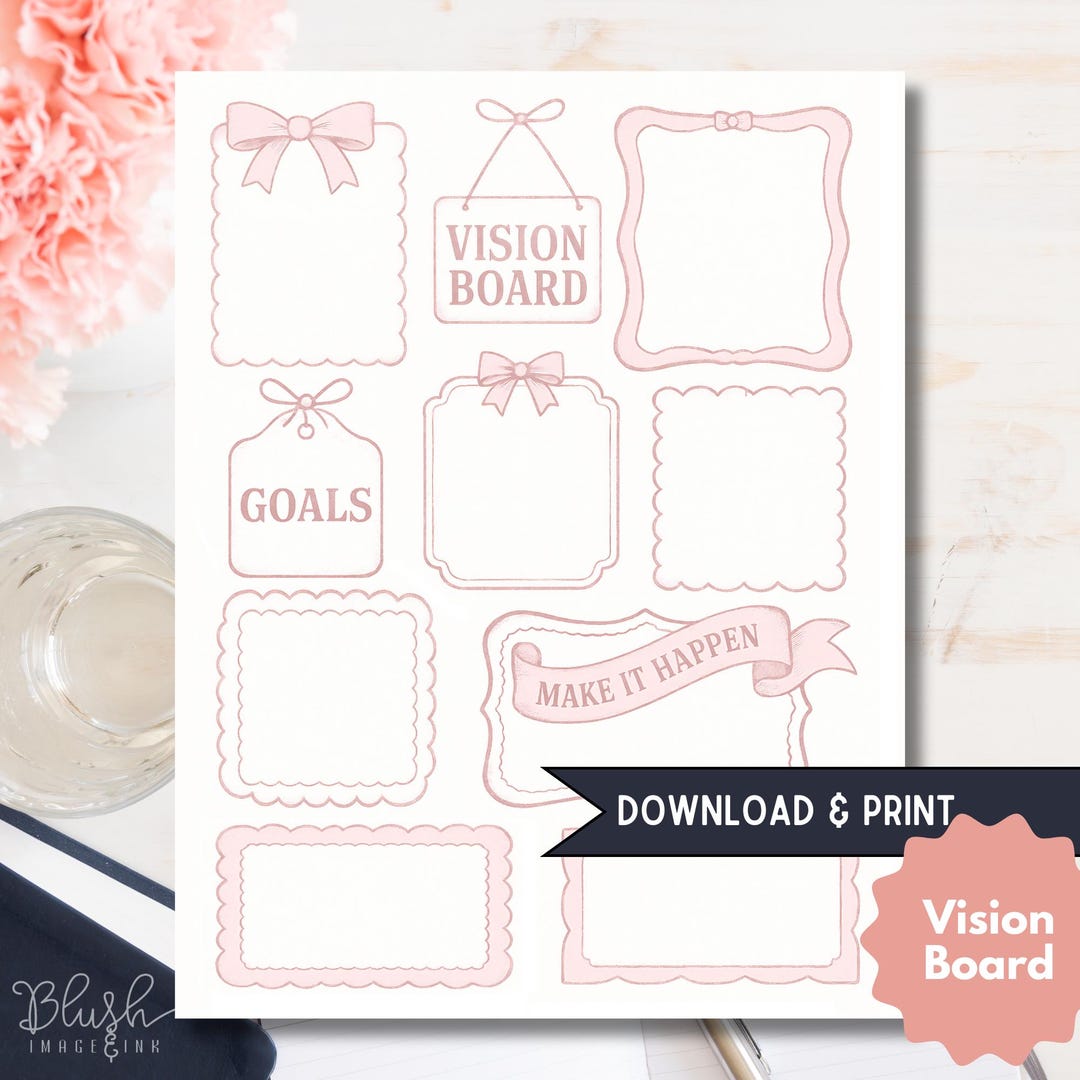 Girly Vision Board Printable Pink Coquette Printable Vision Board ...