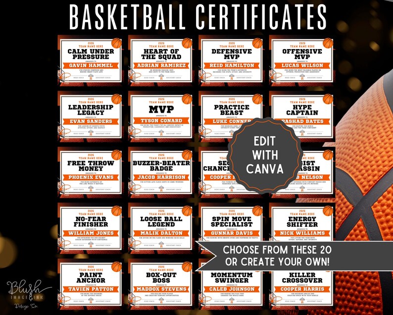 Editable Basketball Award Certificates End of Season Award Ceremony ...