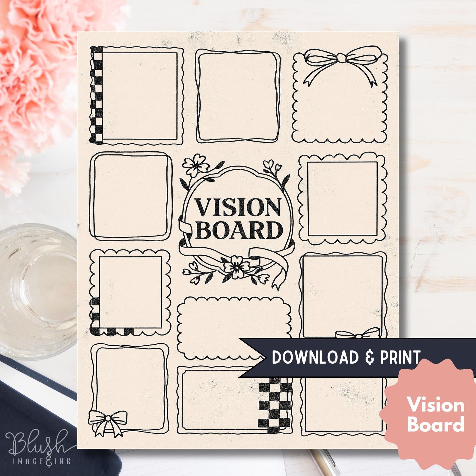Vision Board Kit Printable Manifestation Sheet Prayer Board Dream Board ...