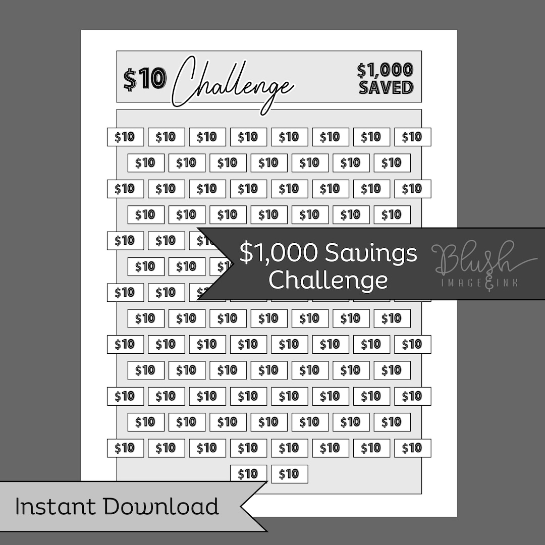 1k Savings Challenge 1k Saving Tracker 1000 Dollars Savings Tracker ...