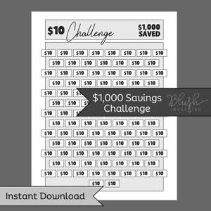 1k Savings Challenge 1k Saving Tracker 1000 Dollars Savings Tracker ...