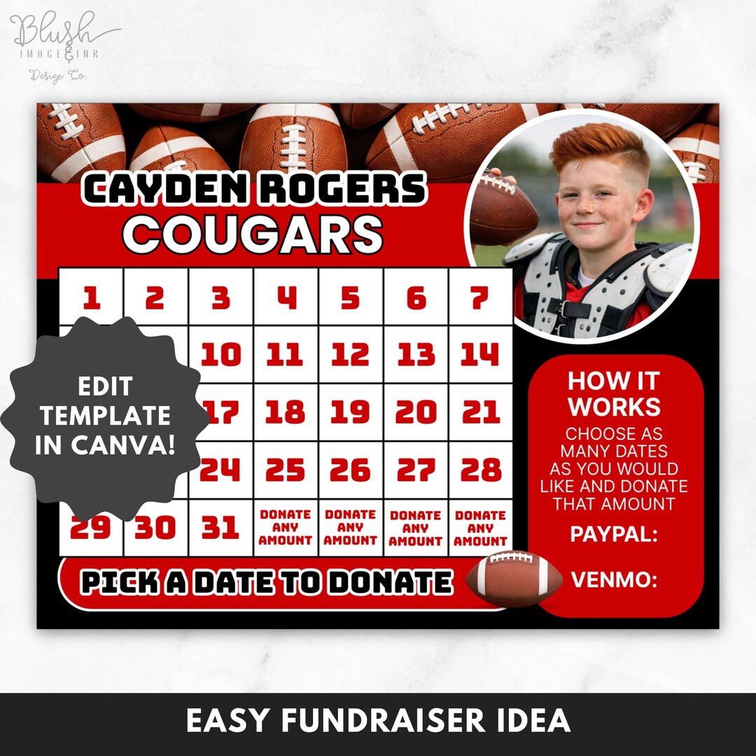 Editable Football Fundraiser Template Easy Football Fundraising Flyer ...