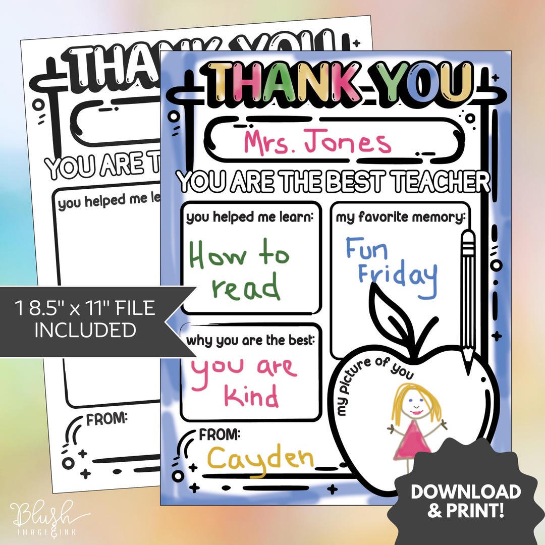 End of Year Teacher Appreciation Gift Printable Thank You Teacher ...