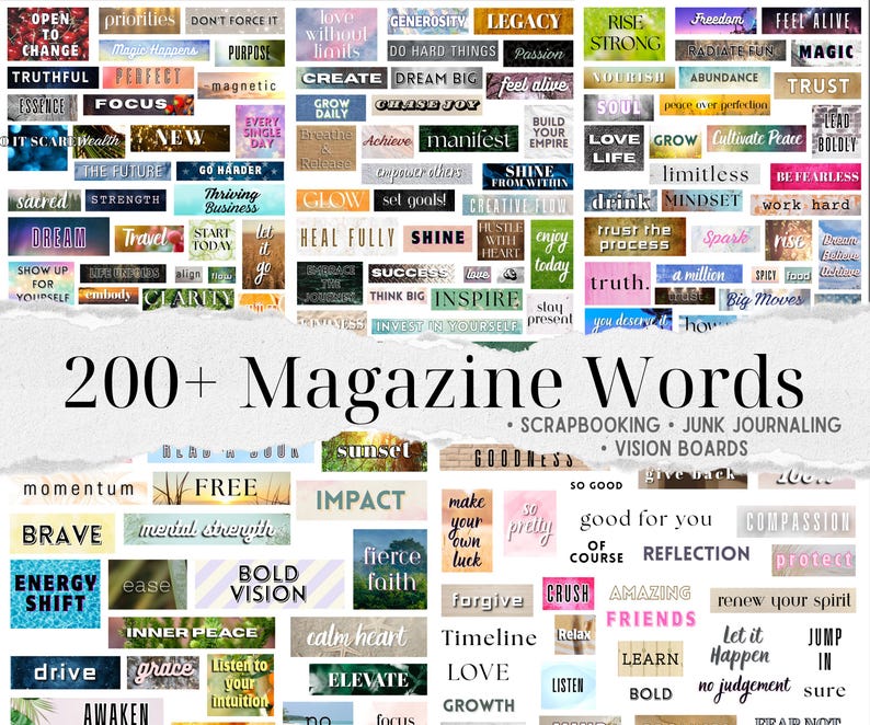 2026 Vision Board Kit Printable 200+ Magazine Cut-out Words for ...