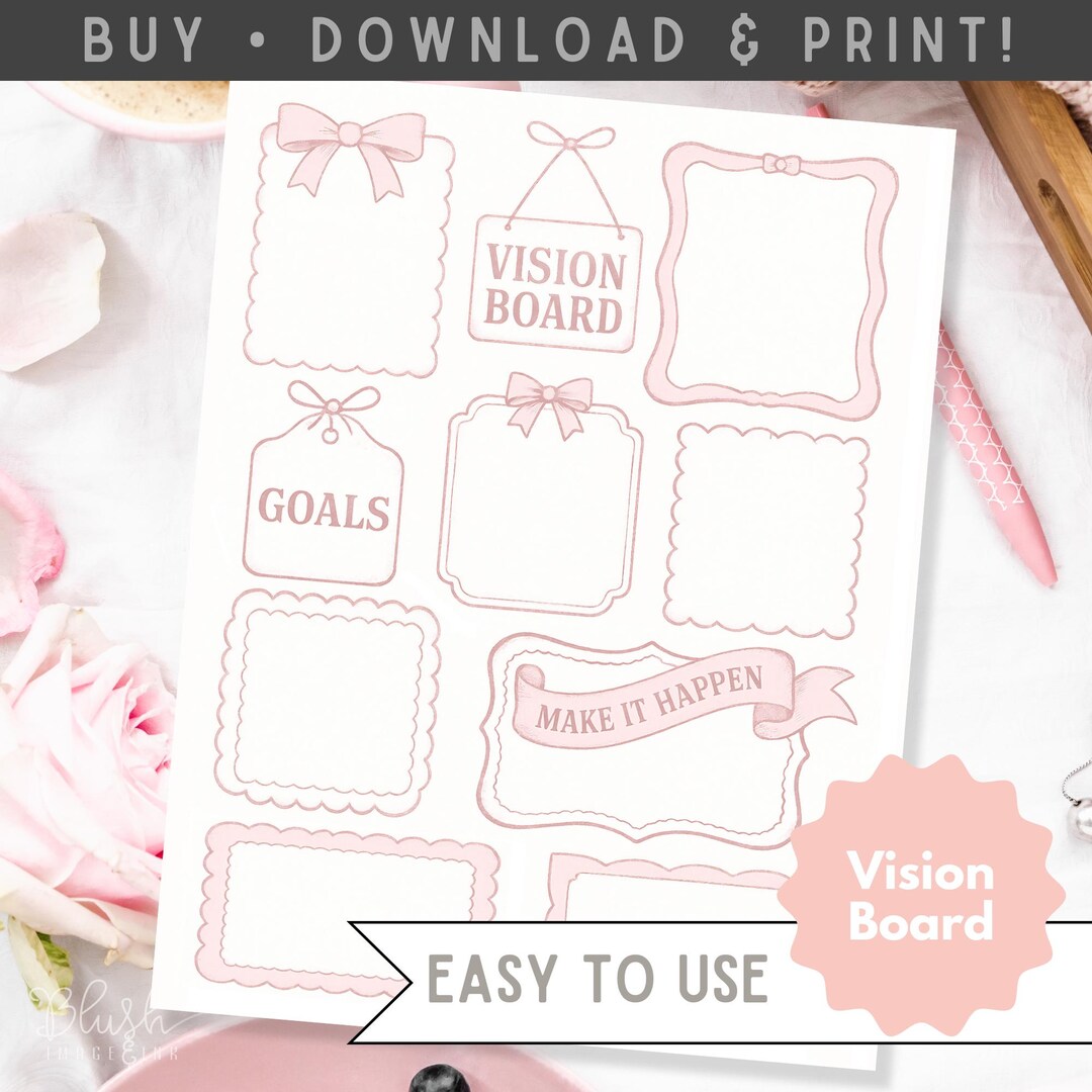 Goals for New Year Vision Board Printable Goal Tracker Template for ...