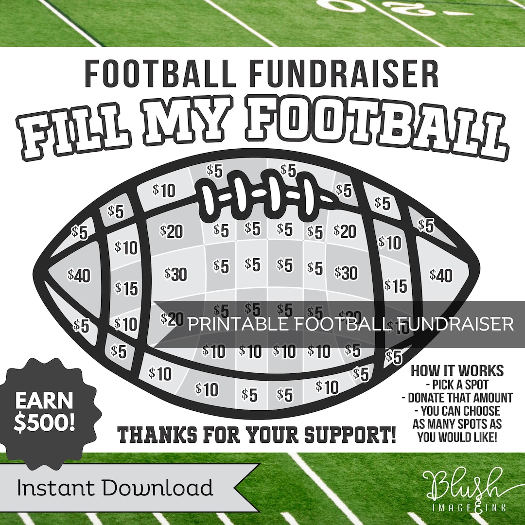 Printable Football Fundraiser Game Fill the Football Donation Chart for ...