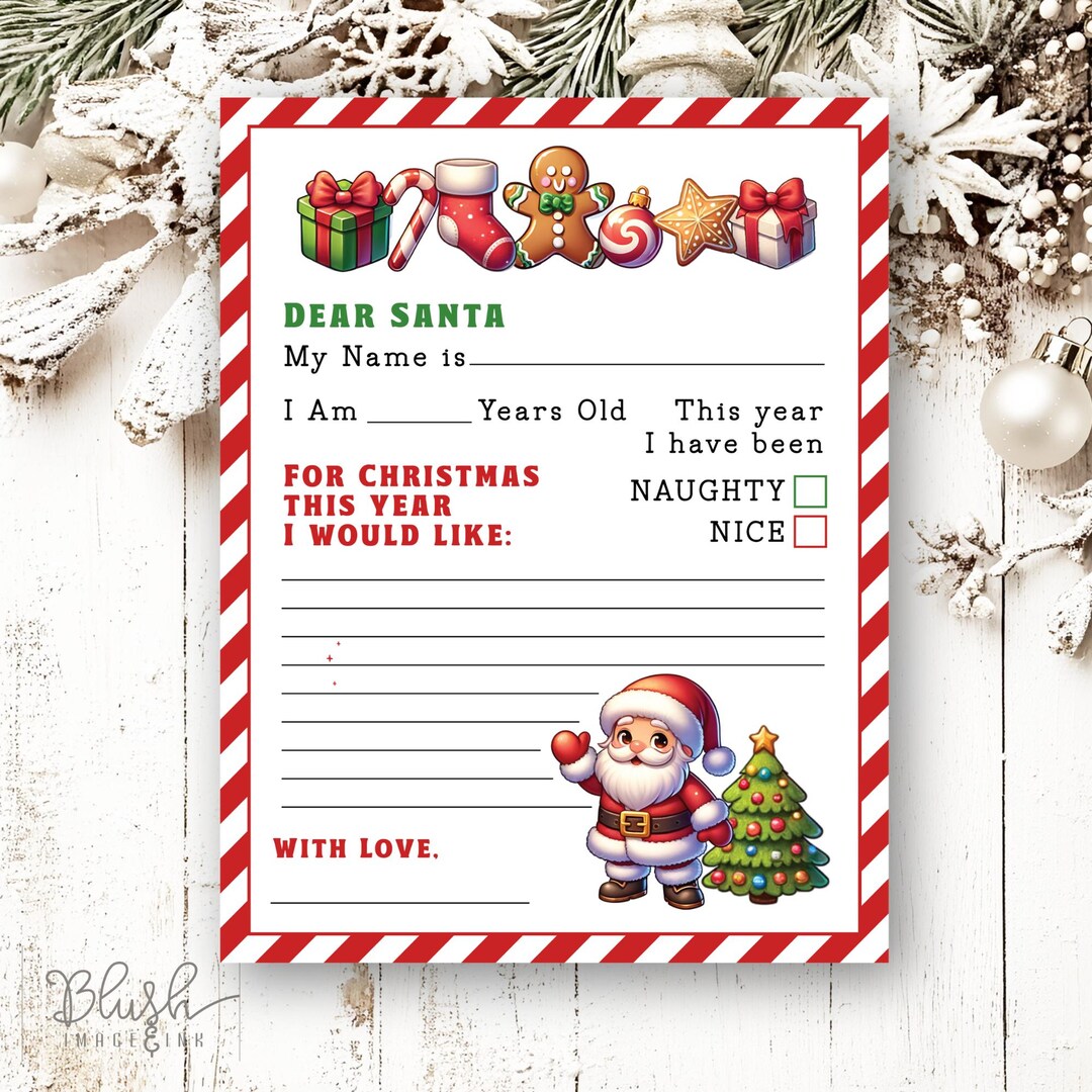Letter to Santa Printable File for Christmas Wishlist From Santa ...