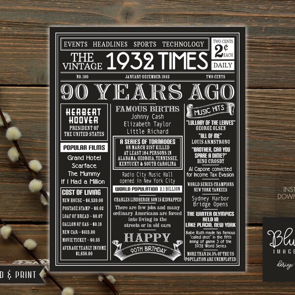90 Years Ago in 1932 - Etsy