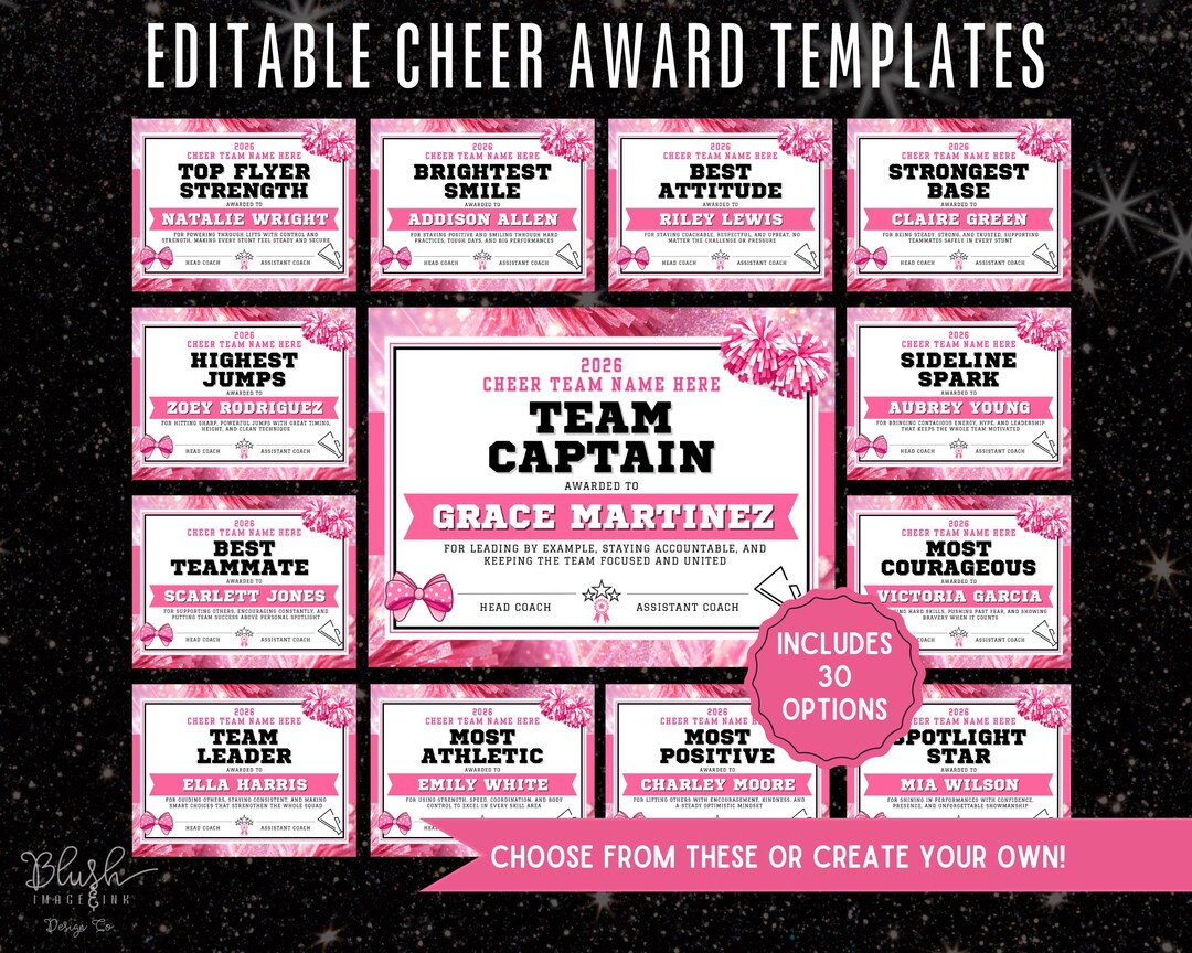 Editable Cheerleading Award Certificates Gift From Coach Cheerleader ...