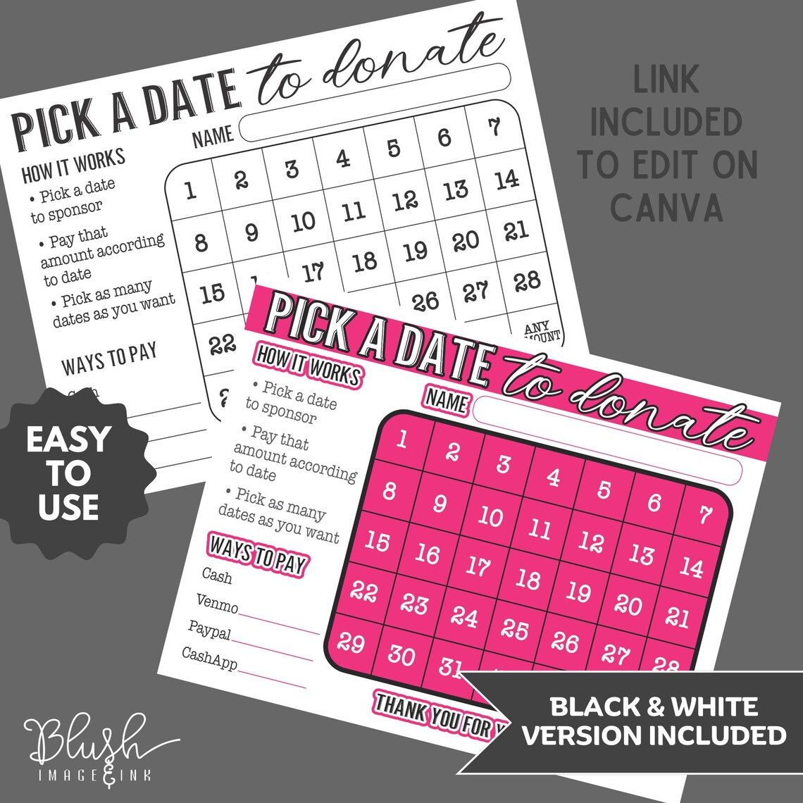 Fundraiser Calendar Pick A Date to Donate Fundraiser Calendar ...