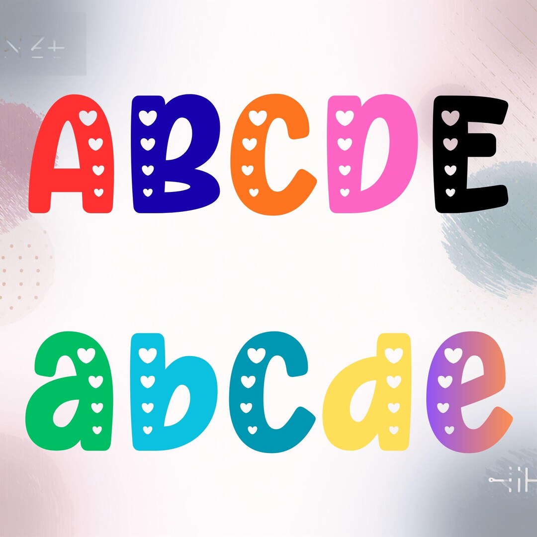Heart Doodle Font | Bright PNG Alphabet, Numbers & Symbols (digital ...