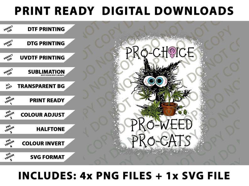 420 and Feminist and Pro Choice and Cats Funny Png Bundle, Digital ...