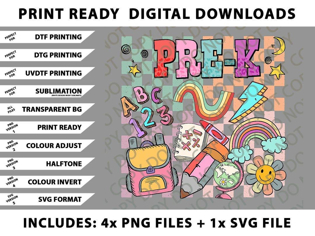 Pre K Back to School Teacher Student Png Bundle, Digital Downloads - Etsy