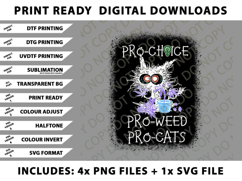 420 and Feminist and Pro Choice and Cats Funny Png Bundle, Digital ...