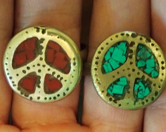 Turquoise Peace Sign Ring - Etsy