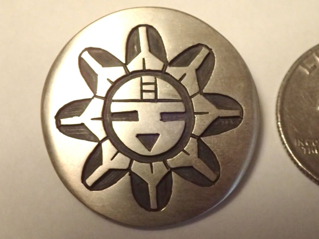Hopi Sun Face Pendant / Pin Sterling Signed - Etsy