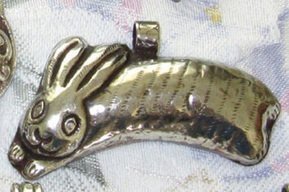 Large Jumping Silver Rabbit Pendant Nice | Etsy