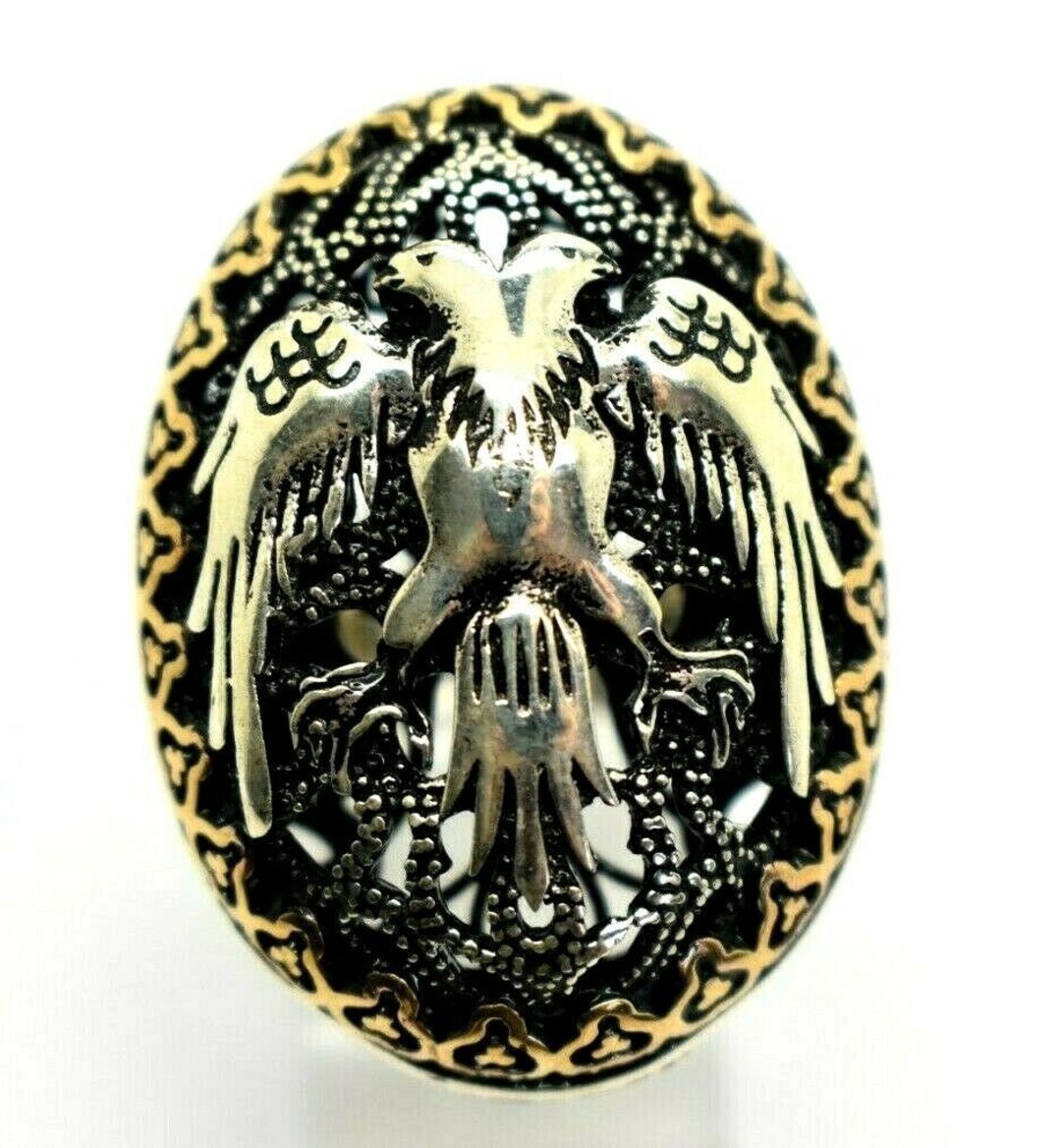 Mens Double Eagle Signet Sterling Silver Ring Sz.9.5 - Etsy