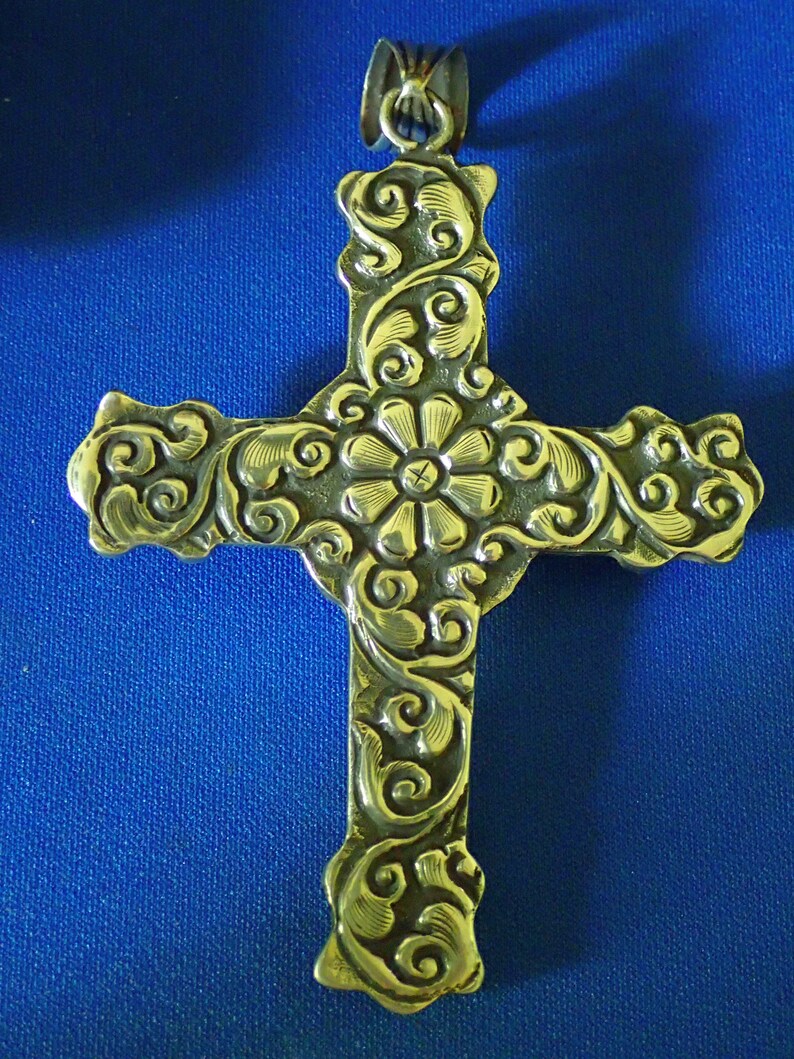 Large Sterling Repousse Cross Hand Hammered Pendant With - Etsy Large Sterling Repousse Cross Hand Hammered Pendant With - Etsy