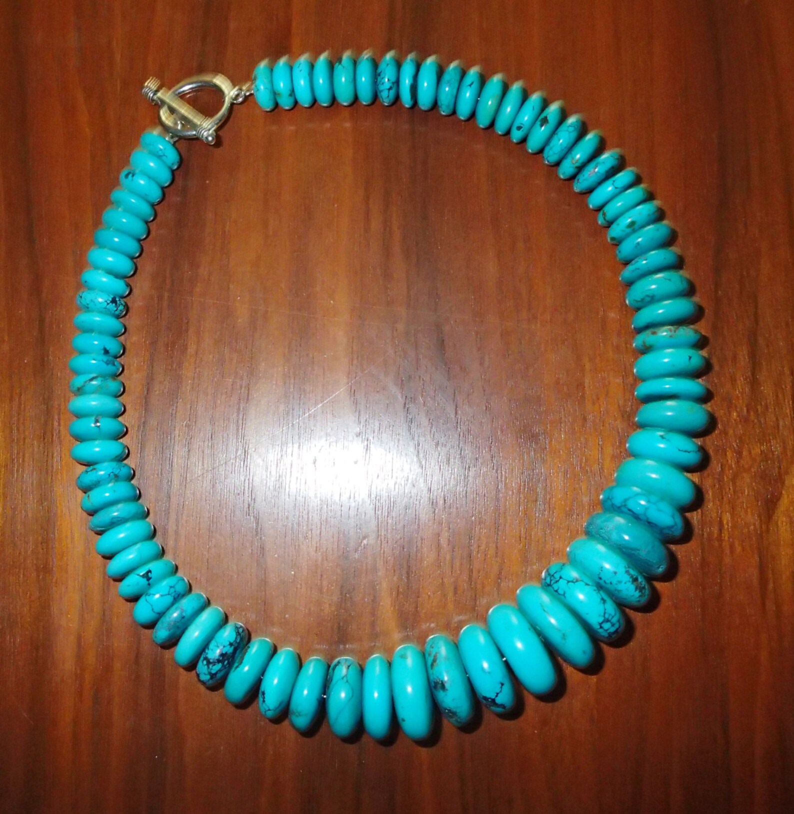 Large Polished Turquoise Graduated Rondelle Bead Necklace - Etsy