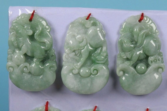Carved Jade Pendant Signs of the Zodiac - Gem