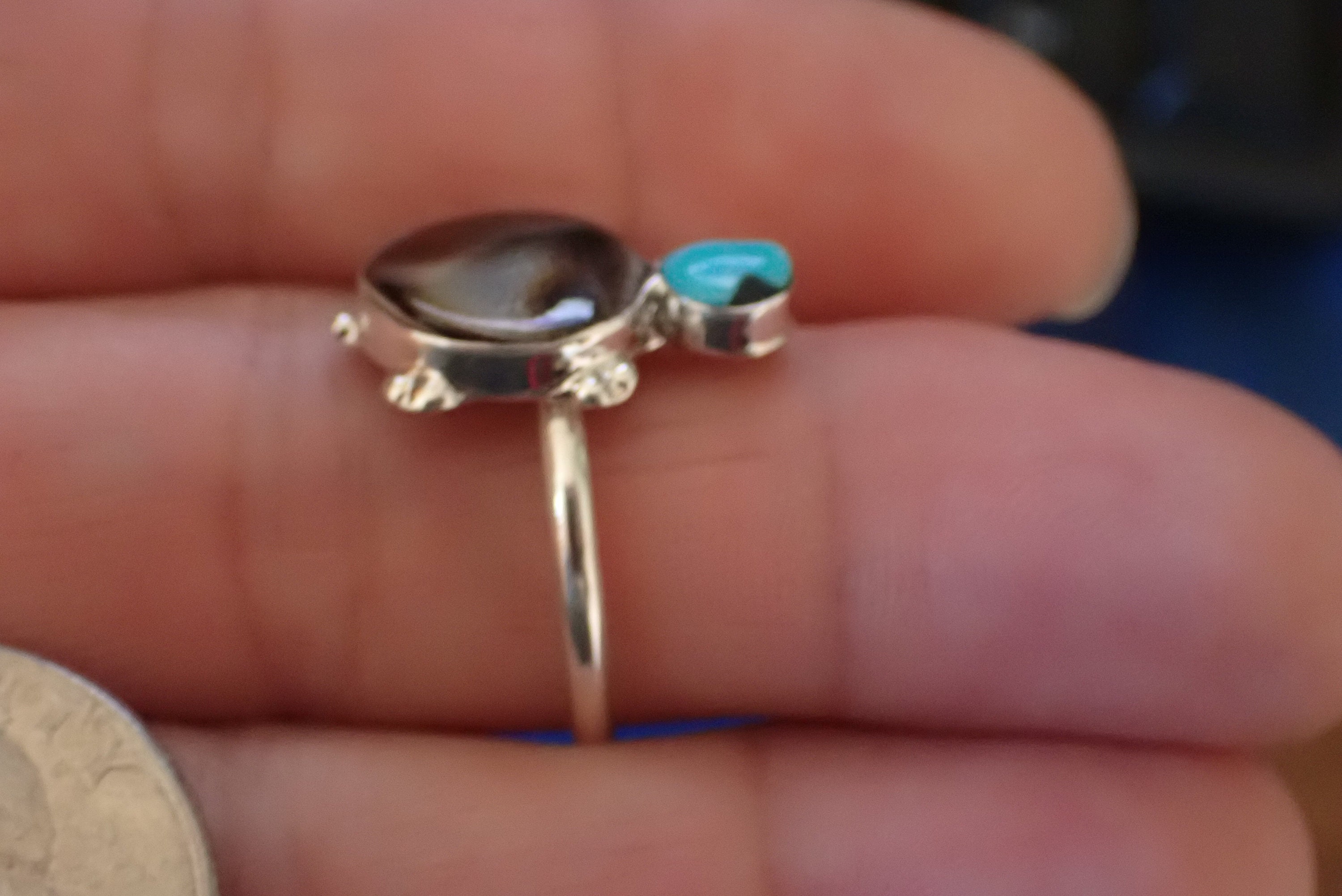Turtle Turquoise Shell Ring | Etsy