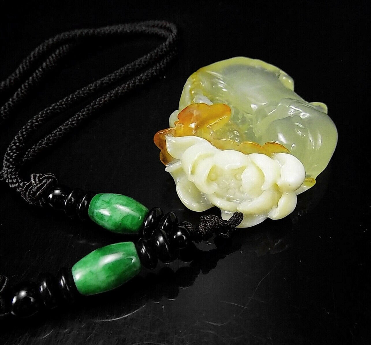 Carved Jade Monk and Lotus Flower Pendant Jadeite Necklace | Etsy