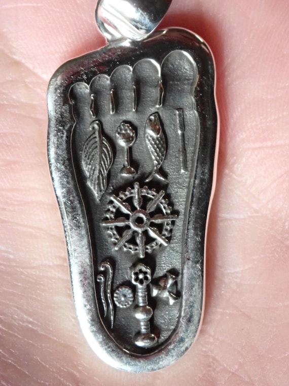 Bronze Buddha Temple Foot Casting Silver Vintage Pati… - Gem