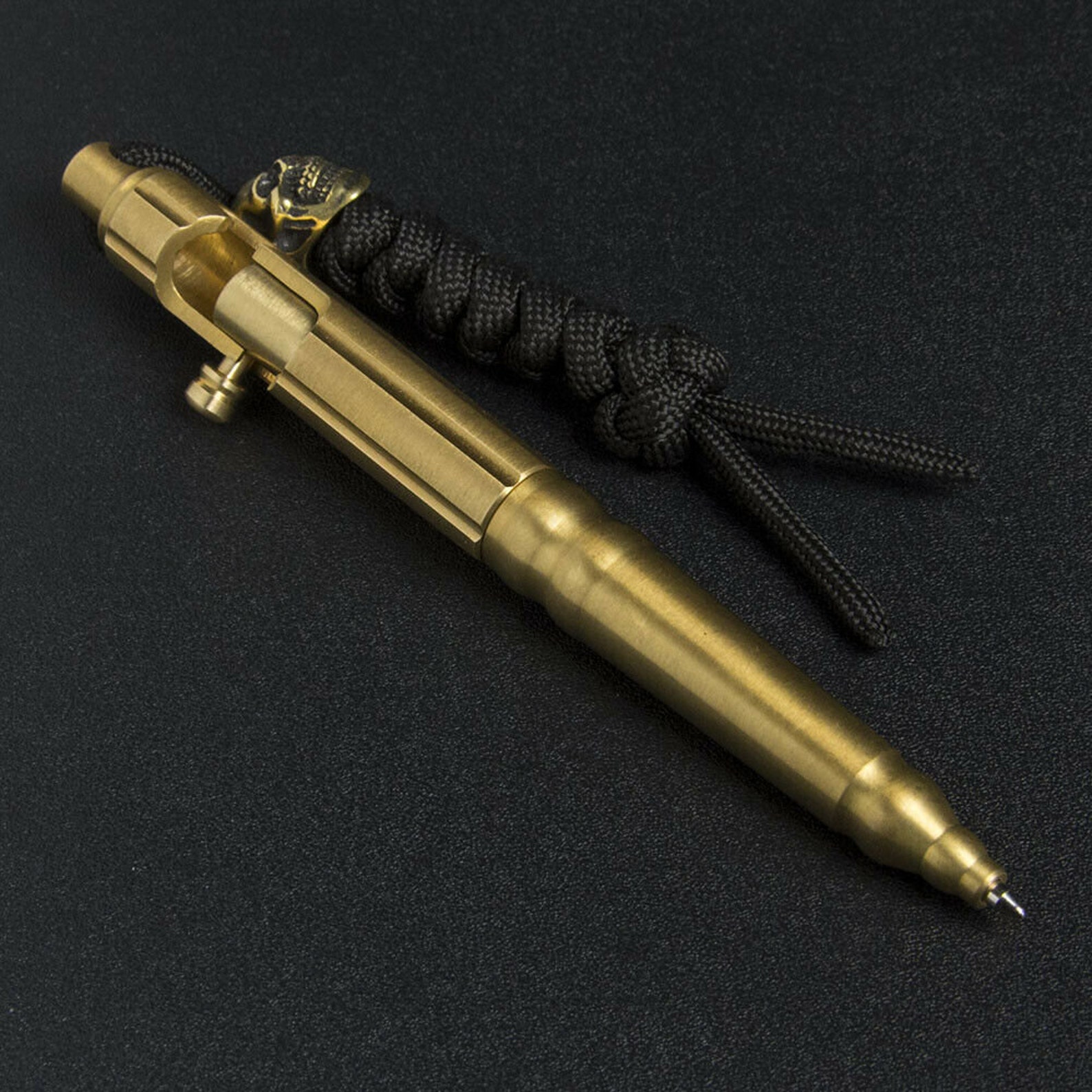 Brass Bolt-action Ballpoint Pen With 550 Paracord Ties Lanyard | Etsy