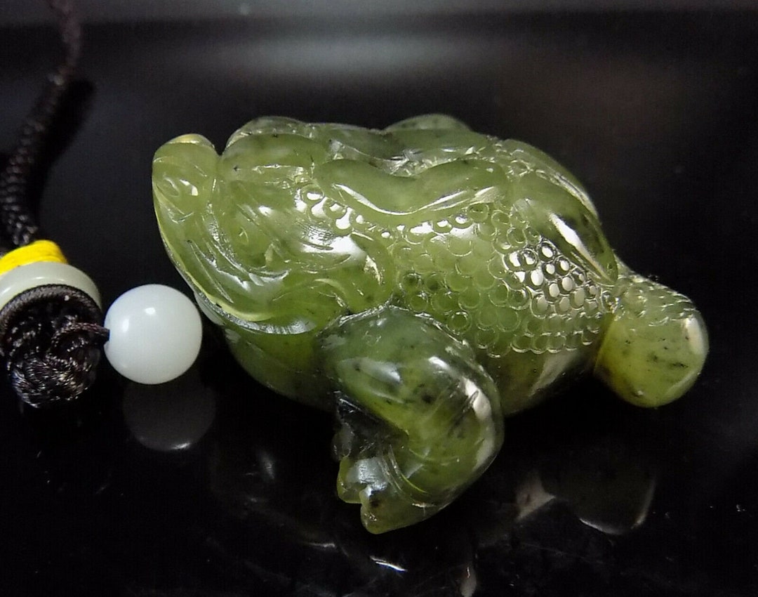 Gold Toad Frog Jade Natural Hand-carved With Cord and Jadite Beads - Etsy