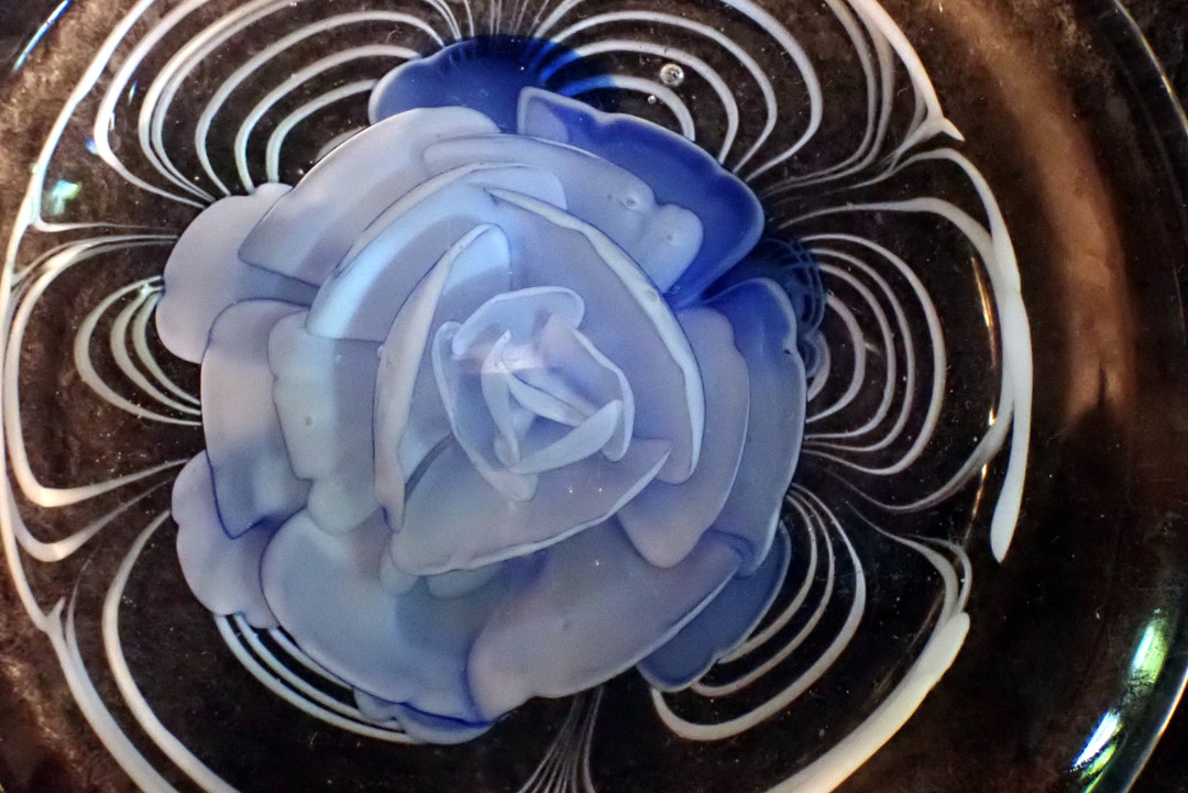 Large Blue Rose Paperweight Vintage - Etsy