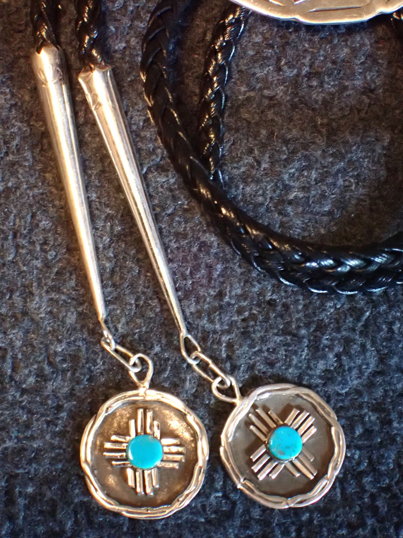 Native American Turquoise Zia Sun Symbol Bolo Tie in Sterling - Etsy