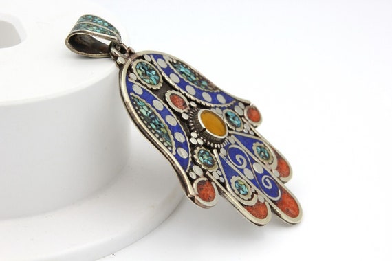 Tibetan Nepali Ethnic Tribal Turquoise Hamsa Hand of … - Gem