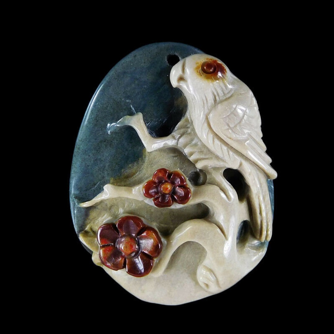 Carved Jasper Bird Pendant - Etsy