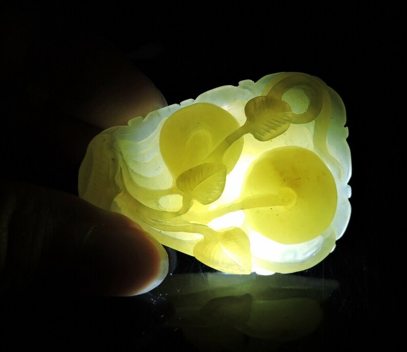 Persimmon & Ruyi Certified Natural Hand-carved Hetian Jade | Etsy