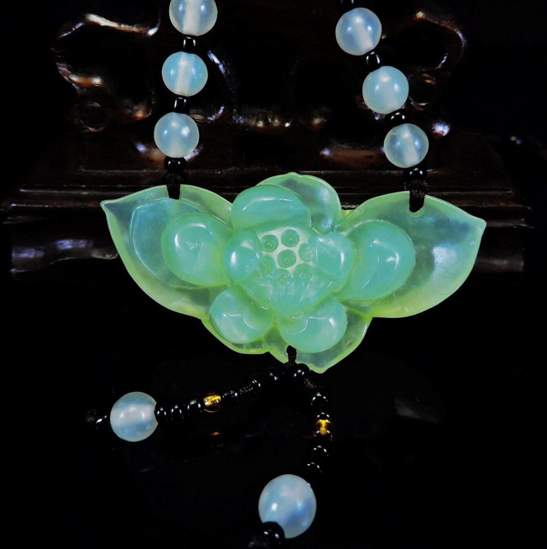 Lotus Flower Jade Pendant Jadeite Necklace - Etsy
