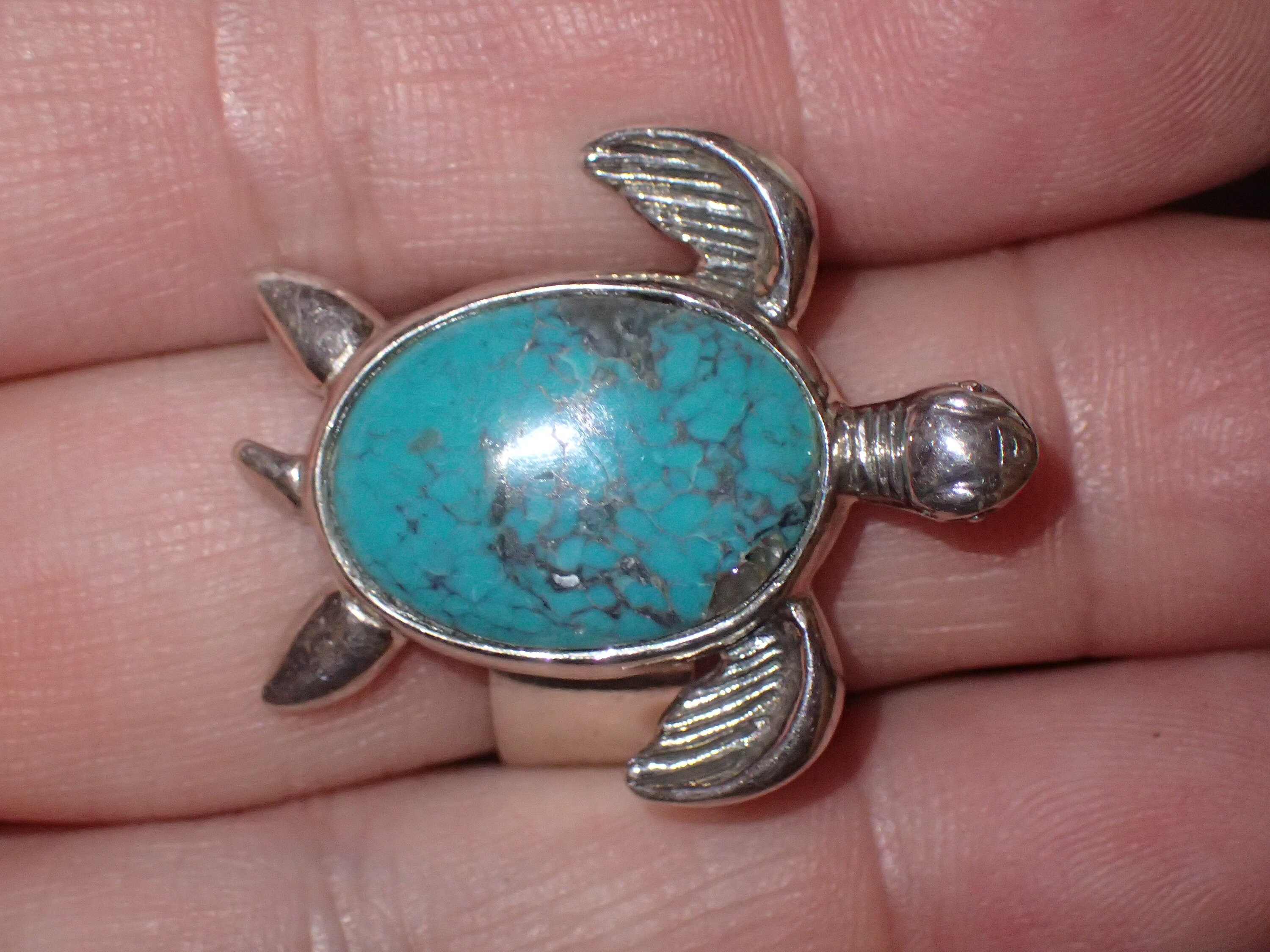 Turquoise Sea Turtle Sterling Silver Ring. Adjustable | Etsy