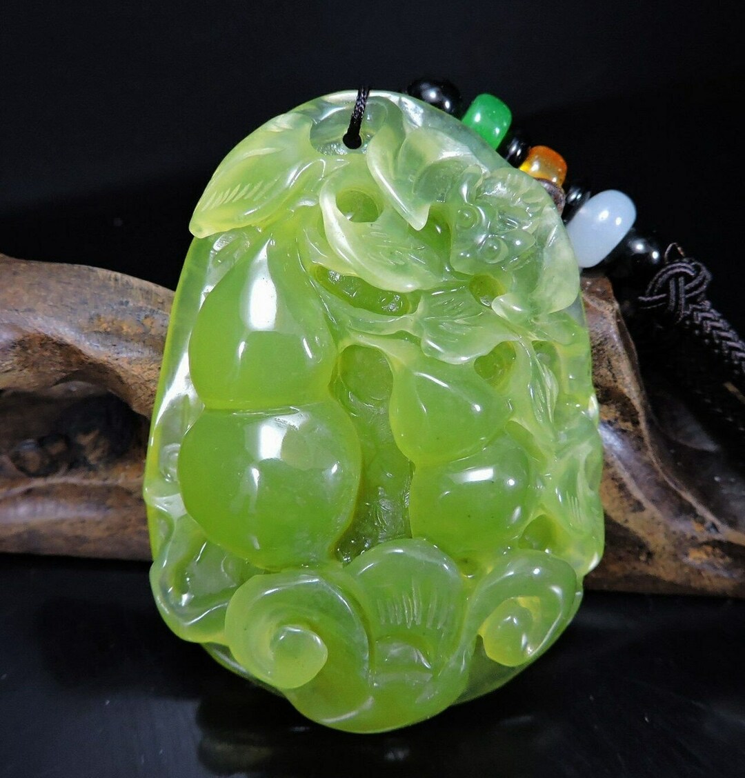 Hand-carved Bat and Gourd Jade Pendant Jadeite Necklace 100% Natural - Etsy