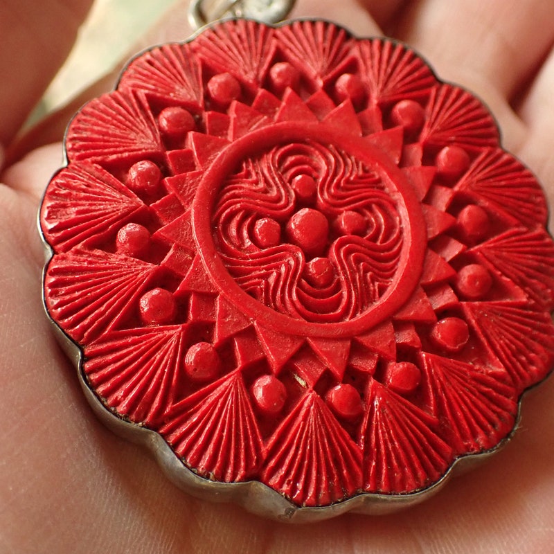 Cinnabar Pendant - Etsy
